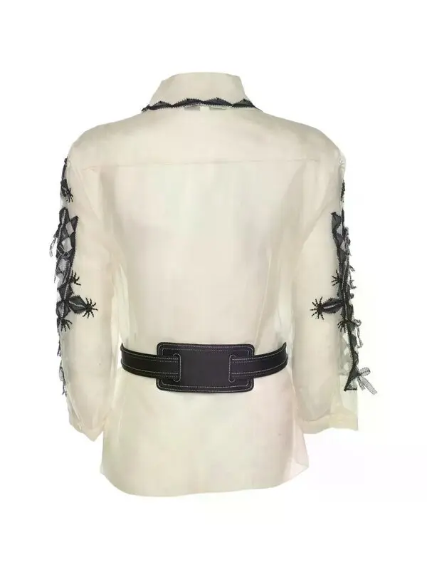 Carolina Herrera Embroidered Belted Shirt - Neutrals