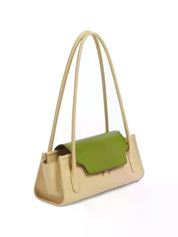 Marni Cream And Green Leather Trunkette Bag