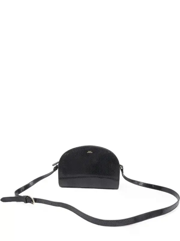A.p.c. Demi-lune Snake-embossed Crossbody Bag - Black