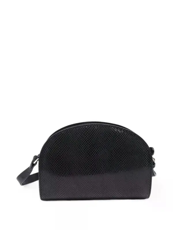 A.p.c. Demi-lune Snake-embossed Crossbody Bag - Black