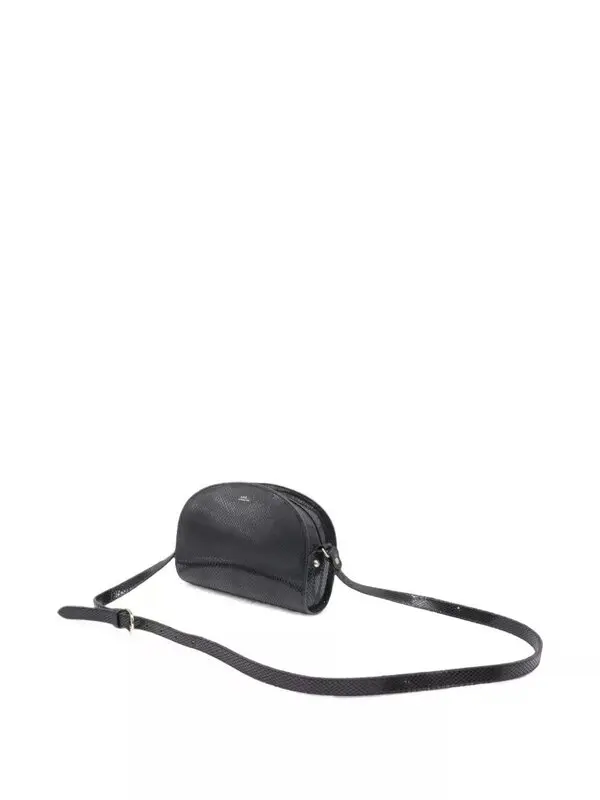 A.p.c. Demi-lune Snake-embossed Crossbody Bag - Black