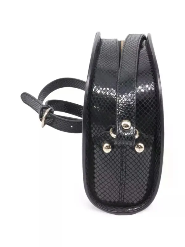 A.p.c. Demi-lune Snake-embossed Crossbody Bag - Black