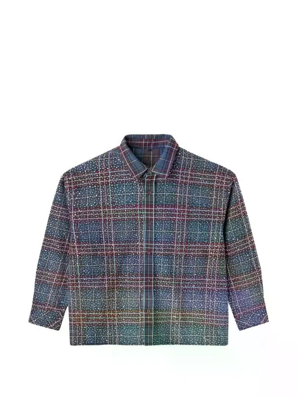 HAPPY MEMORIES DON'T DIE Rhinestone-embellished Checked Shirt