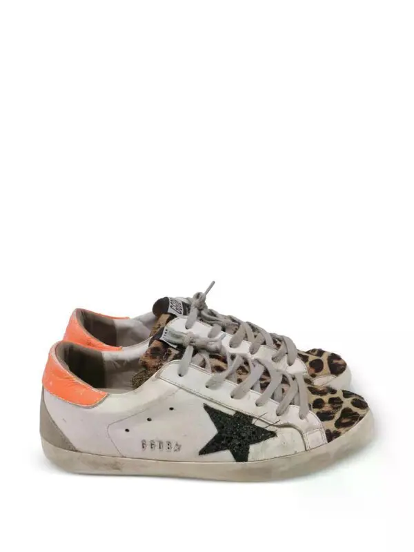 GOLDEN GOOSE Super-star Sneakers With Leopard Print - White
