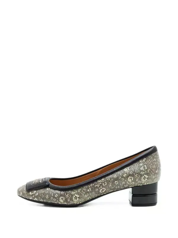 FERRAGAMO Lizard-embossed Buckle-detail Pumps - Black