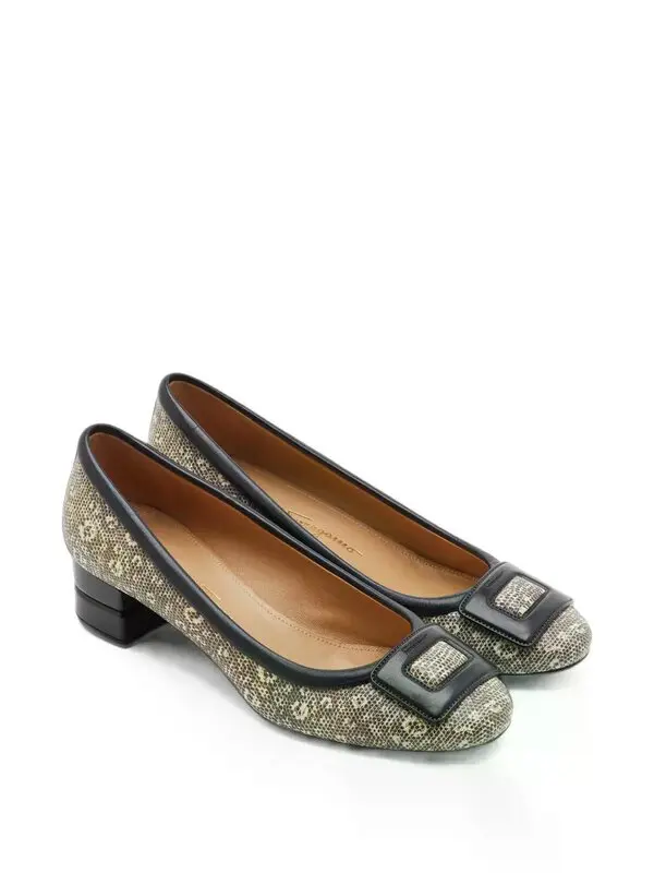 FERRAGAMO Lizard-embossed Buckle-detail Pumps