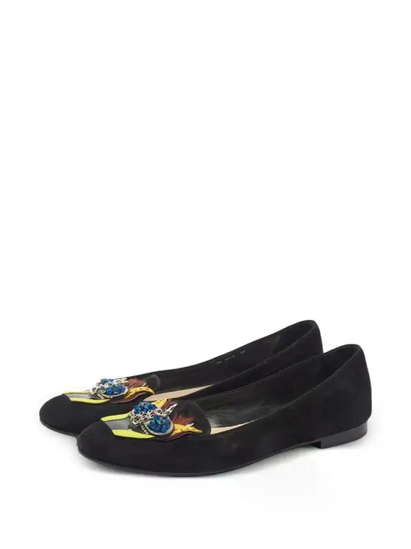 Dior Embellished Flat Pumps - Black