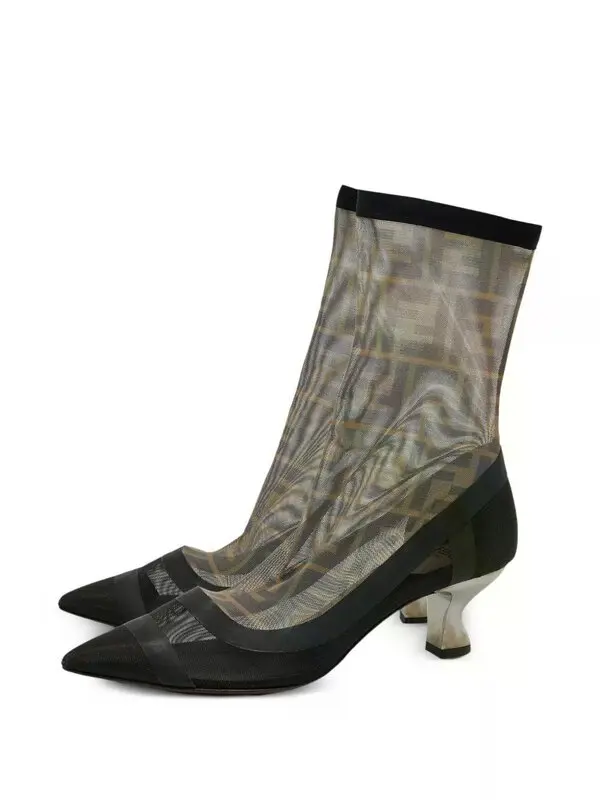 Fendi Ff Logo Print Mesh Sock Boots