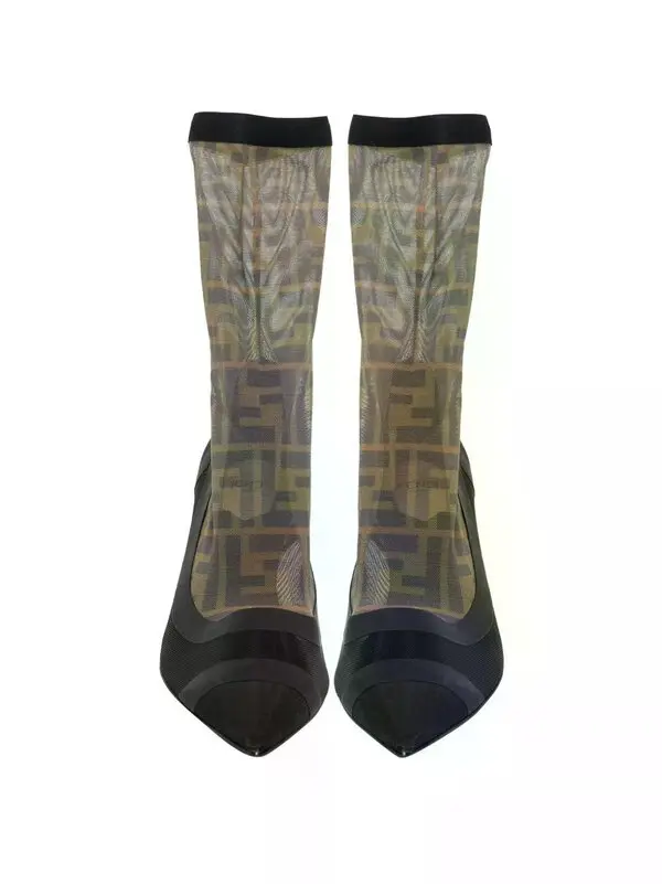 Fendi Ff Logo Print Mesh Sock Boots