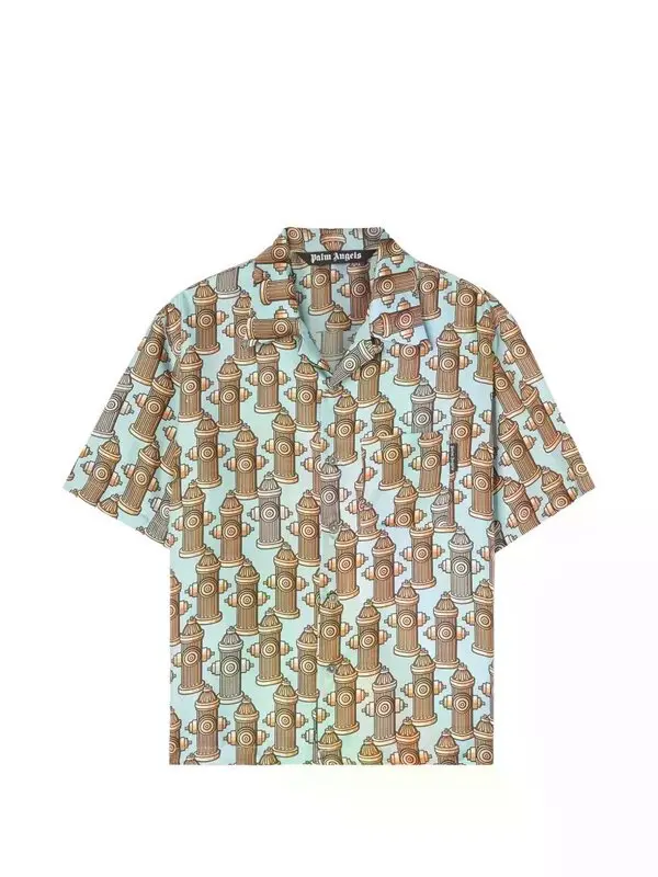 Palm Angels Fire Hydrant-print Shirt - Blue