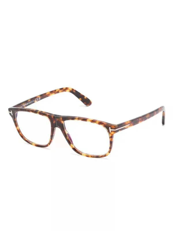 TOM FORD Tortoiseshell-effect Pilot-frame Glasses