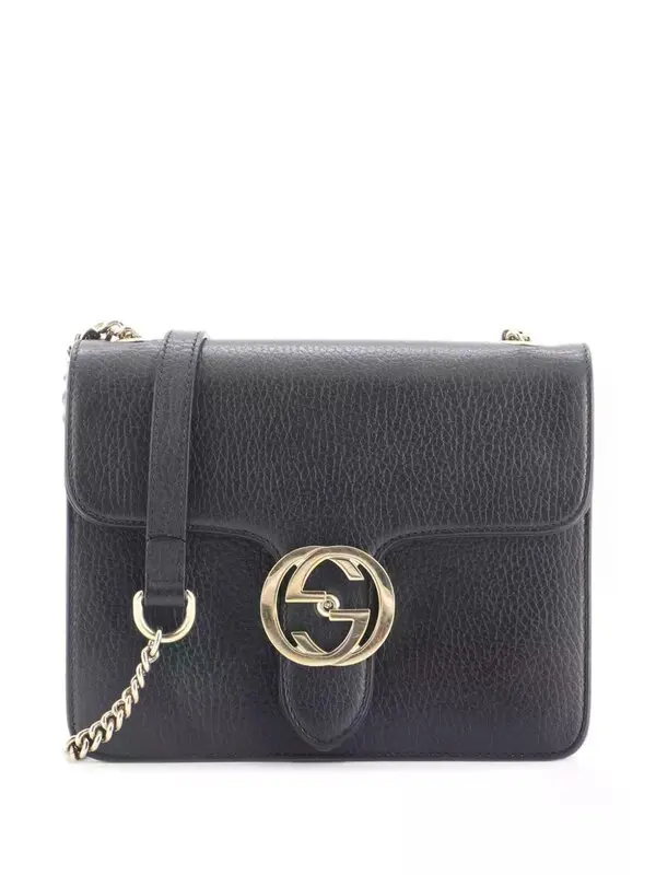 Gucci Interlocking Leather Shoulder Bag - Black