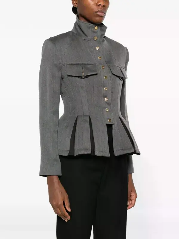 Elisabetta Franchi Peplum-hem High-neck Fitted Jacket