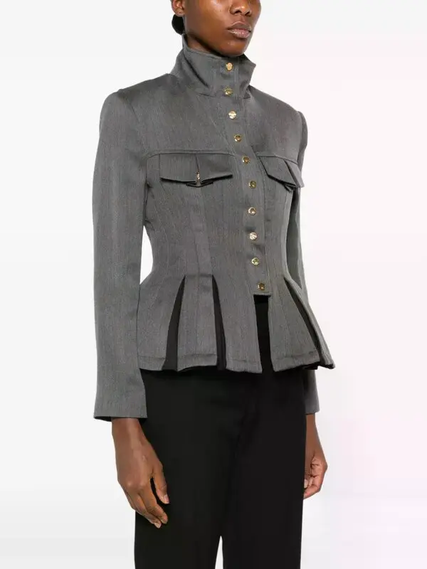 Elisabetta Franchi Peplum-hem High-neck Fitted Jacket
