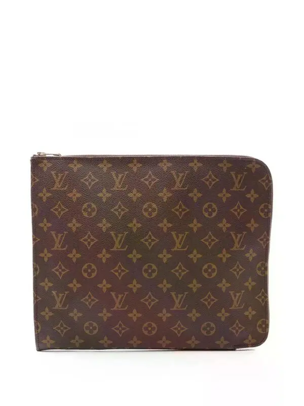 LOUIS VUITTON 1995 Monogram Poche Documents Portfolio Business Bag - Brown