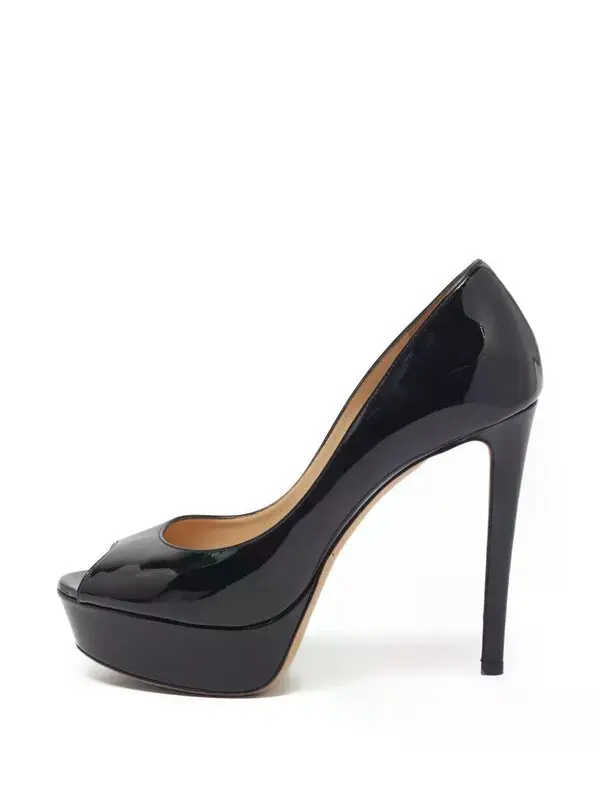 JIMMY CHOO Luna Patent Peep-toe Pumps - Black
