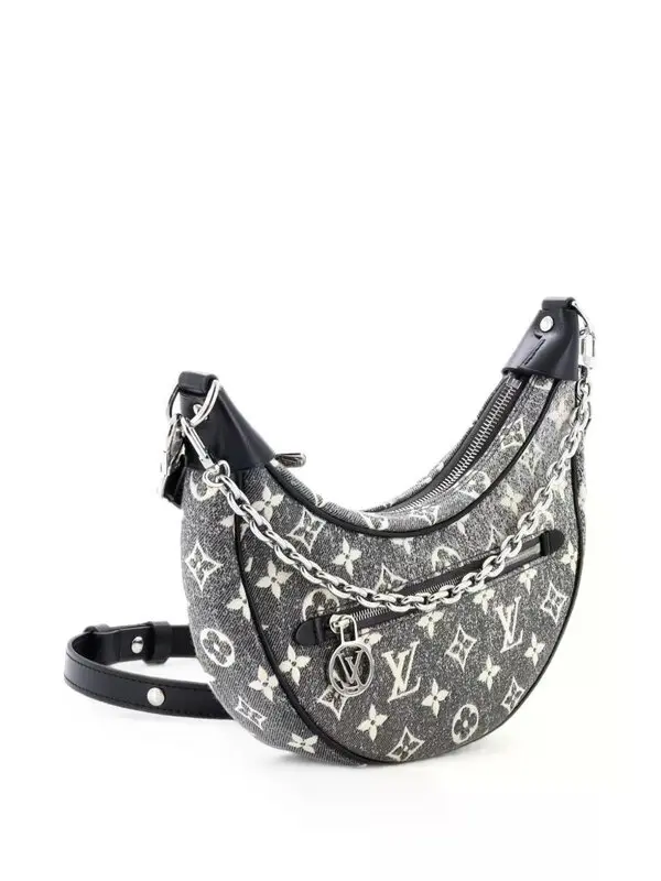 LOUIS VUITTON Monogram Jacquard Denim Loop Hobo Bag - Black