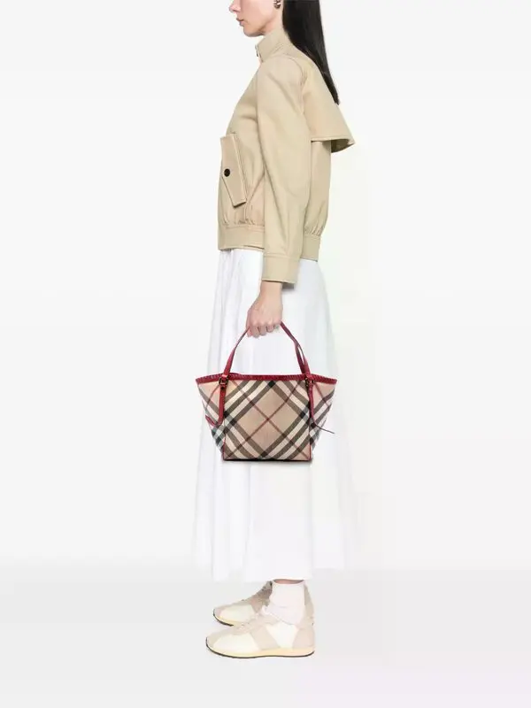 Burberry 2000-2017 Supernova Check Coated Canvas Whipstitch Tote Bag