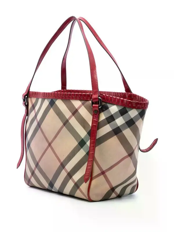 Burberry 2000-2017 Supernova Check Coated Canvas Whipstitch Tote Bag