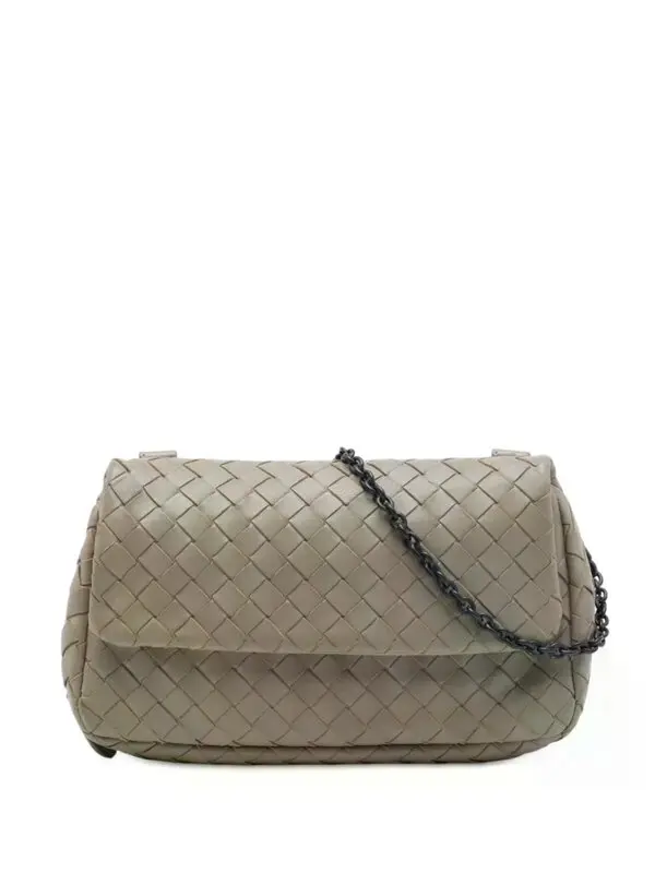 Bottega Veneta 2012-2026 Mini Nappa Intrecciato Expandable Chain Flap Crossbody Bag - Neutrals