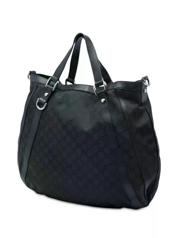 Gucci Gg Canvas Abbey D Ring Convertible Tote Satchel - Black