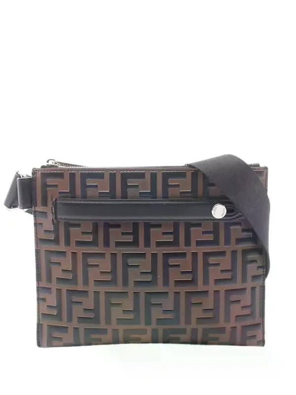 Fendi 2010-2026 Ff Embossed Leather 1974 Crossbody Bag - Brown