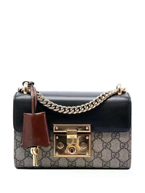 Gucci 2016-2026 Small Gg Supreme Padlock Crossbody Bag - Black