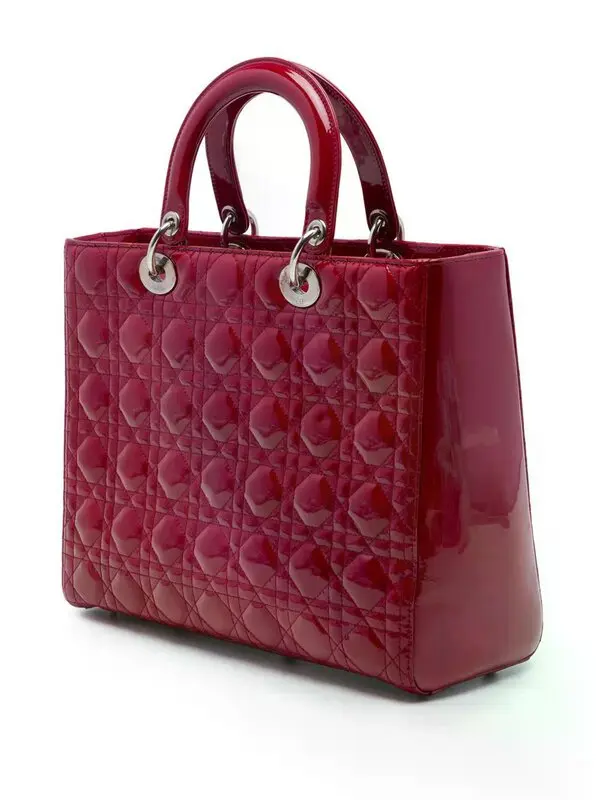 Dior 2012 Large Patent Cannage Lady Satchel - Red