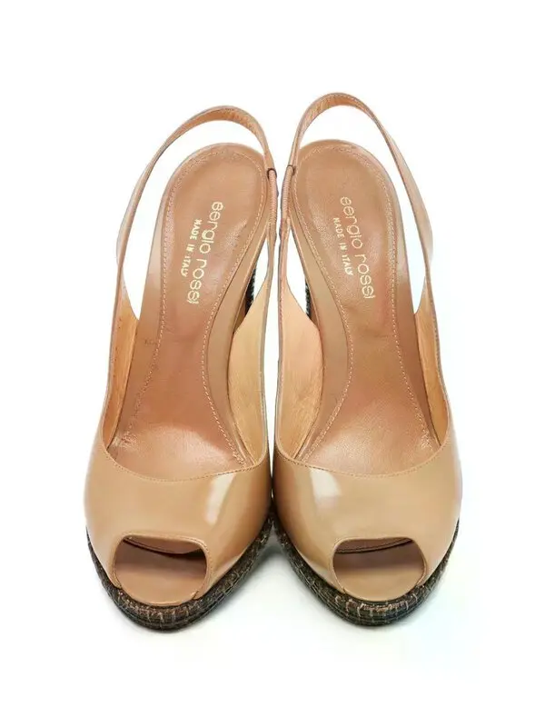 SERGIO ROSSI Woven Platform Slingback Sandals