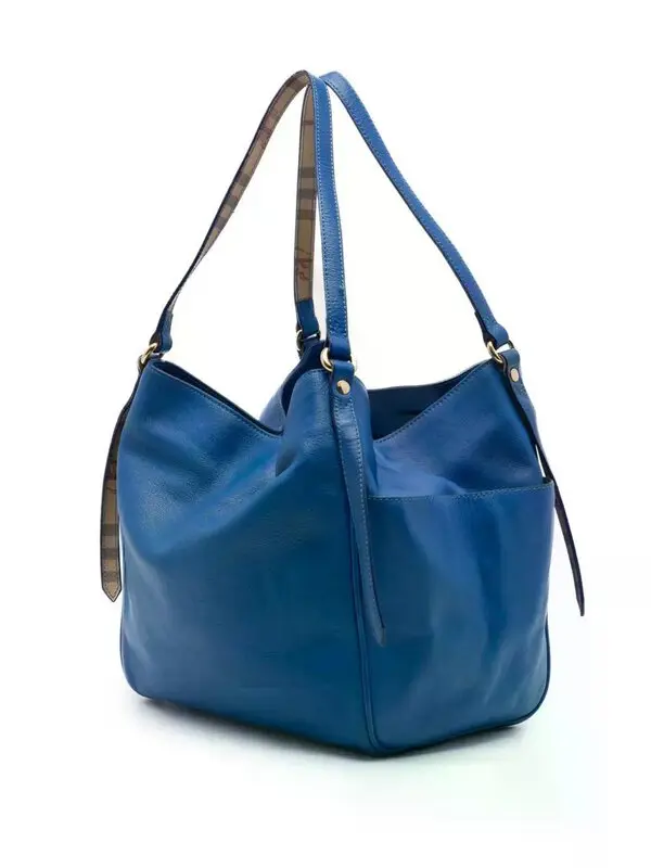 Burberry 2000-2017 Small Grained Calfskin Canterbury Tote Bag - Blue