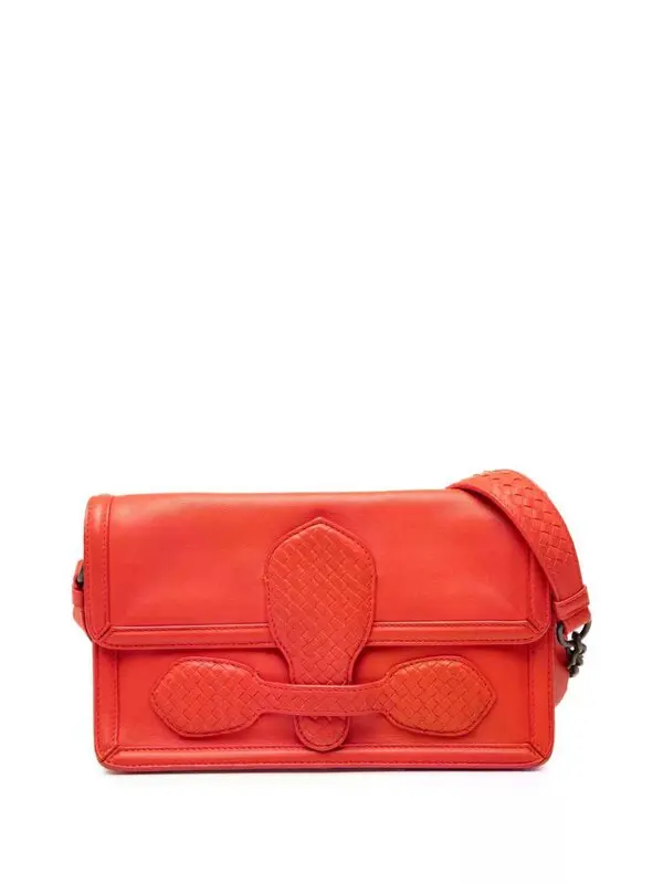 Bottega Veneta 2012-2026 Intrecciato Trimmed Nappa Rialto Shoulder Bag - Orange