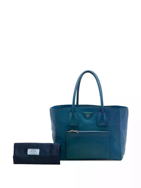 Prada 2013-2026 Soft Calf Front Pocket Shopping Tote Satchel