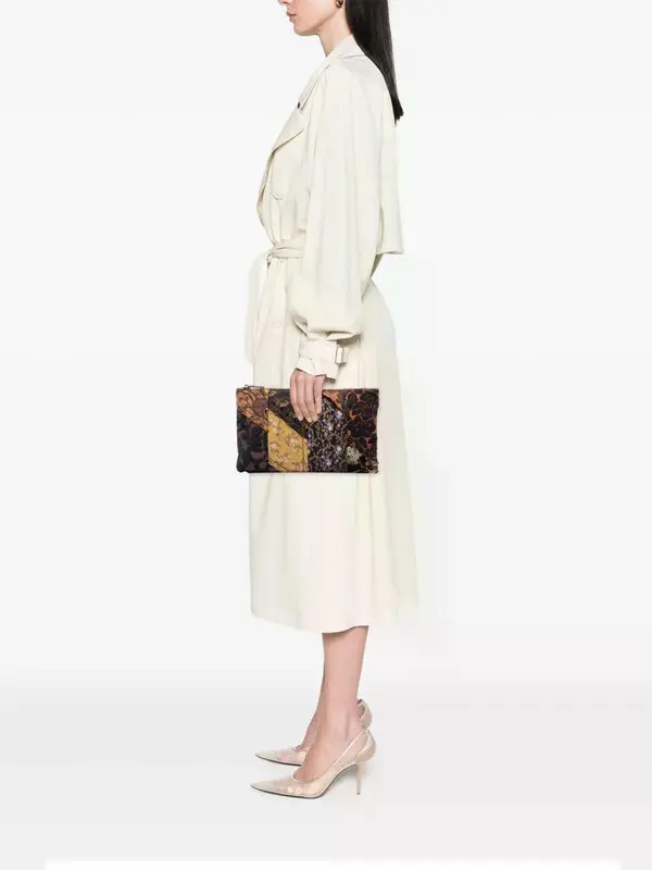 Prada 2010-2026 Canvas Broccato Patch Clutch Bag - Brown