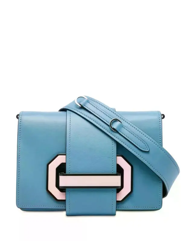 Prada 2013-2026 City Calf Plex Ribbon Crossbody Bag - Blue