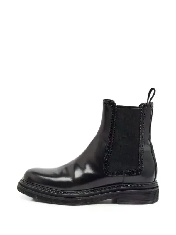 Dolce & Gabbana Brogue-detail Leather Chelsea Boots - Black