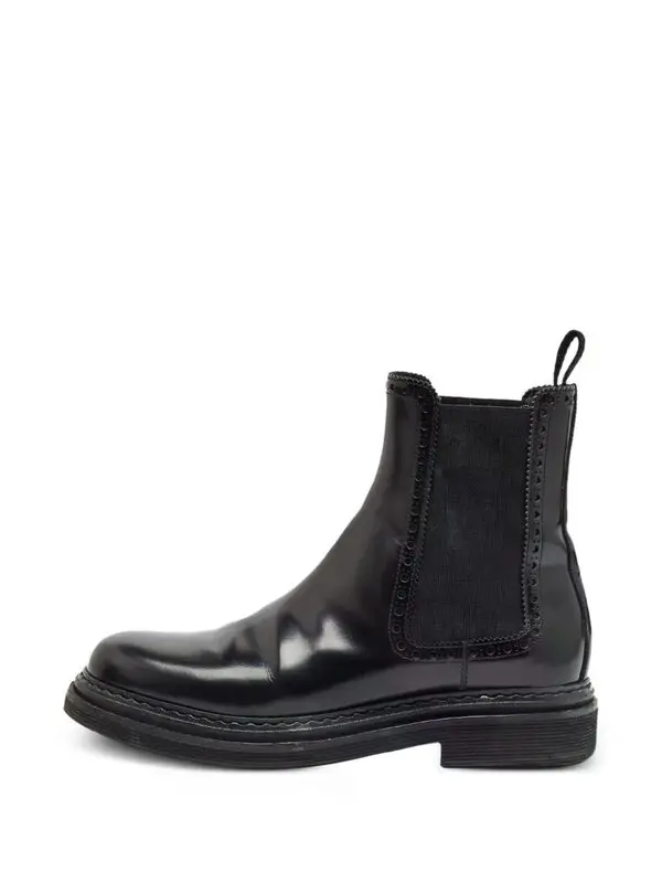 Dolce & Gabbana Leather Chelsea Boots With Brogue Detailing - Black