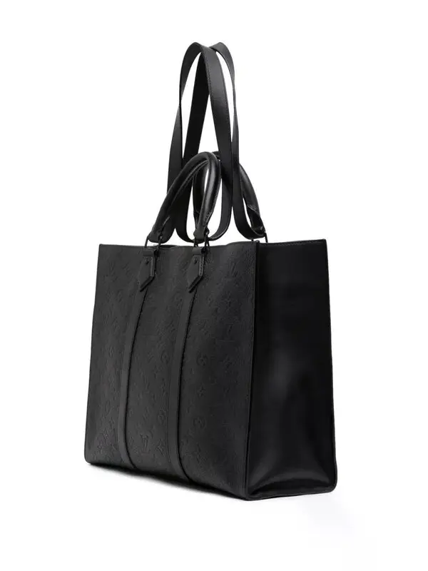 LOUIS VUITTON Monogram Taurillon Sac Plat 24h Satchel - Black