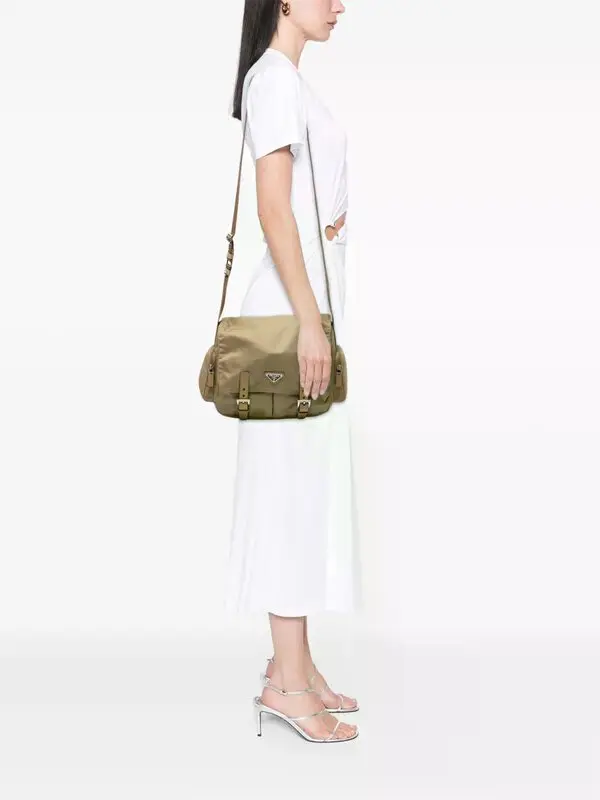Prada 2013-2026 Tessuto Double Buckle Messenger Bag Crossbody Bag - Neutrals