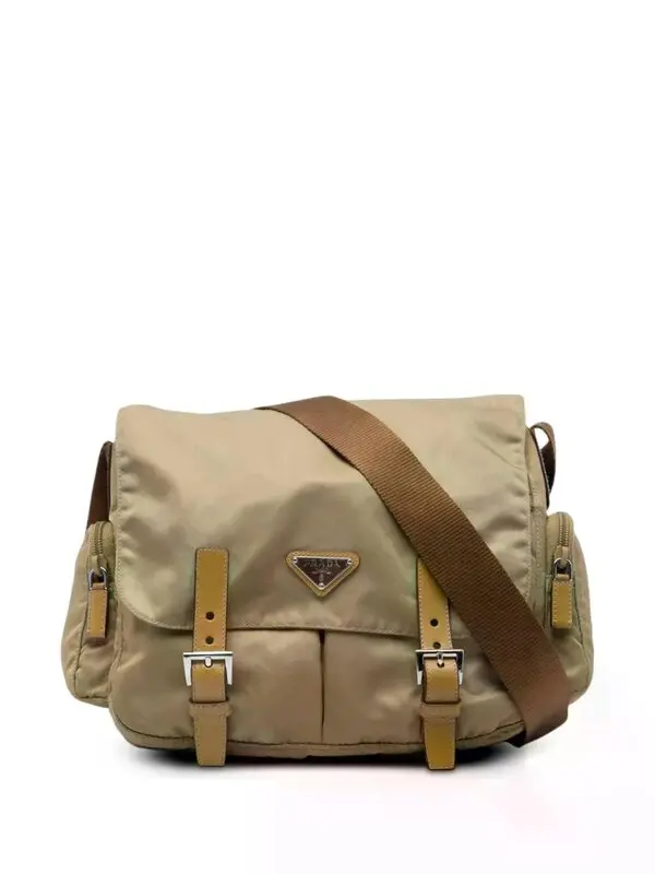 Prada 2013-2026 Tessuto Double Buckle Messenger Bag Crossbody Bag - Neutrals