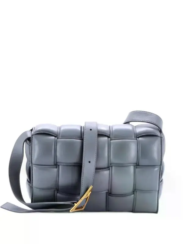 Bottega Veneta Cassette Padded Maxi Intrecciato Leather Crossbody Bag - Grey