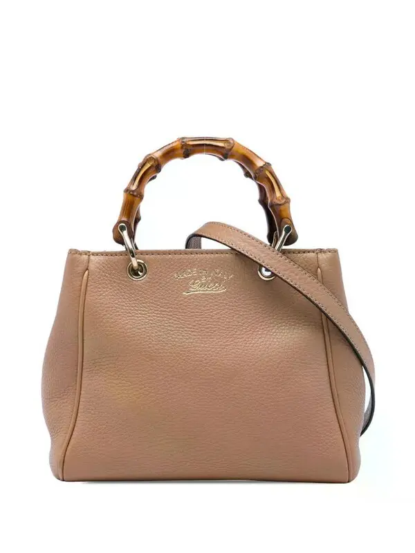 Gucci 2016-2026 Mini Calfskin Bamboo Shopper Satchel - Brown