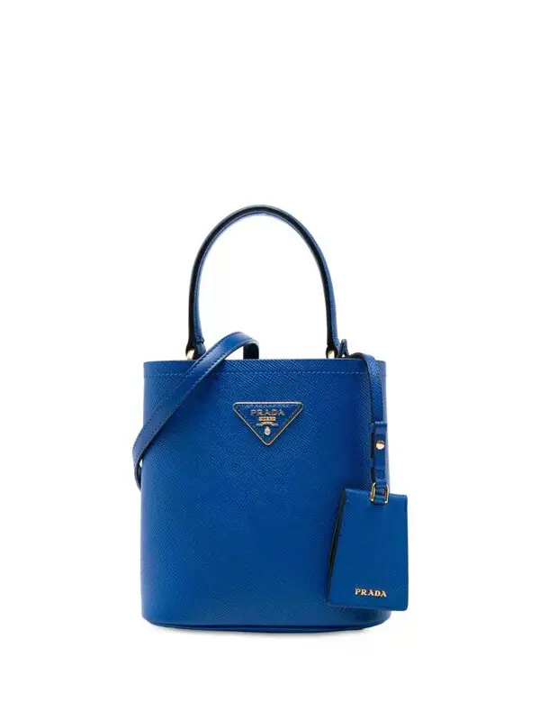 Prada 2013-2026 Small Saffiano Cuir Panier Satchel - Blue