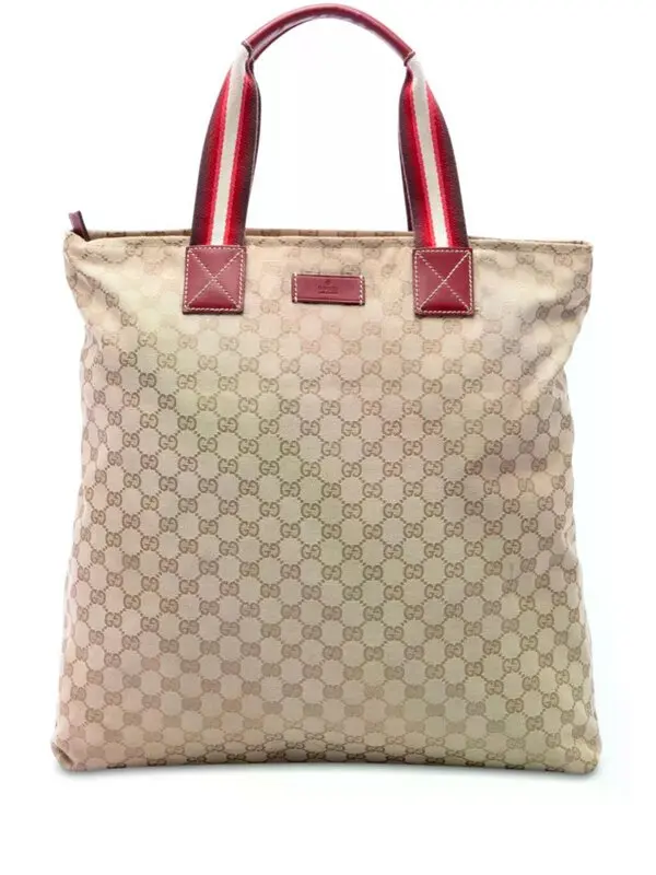 Gucci 2016-2026 Gg Canvas Web Vertical Tote Bag - Neutrals