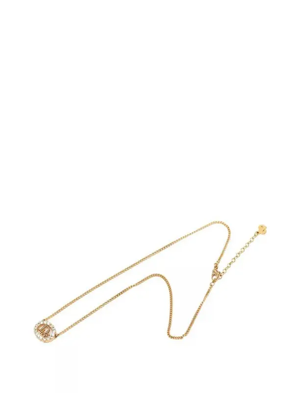 Dior 2000-2026 Plated Strass Cd Logo Pendant Necklace Costume Necklace - Gold