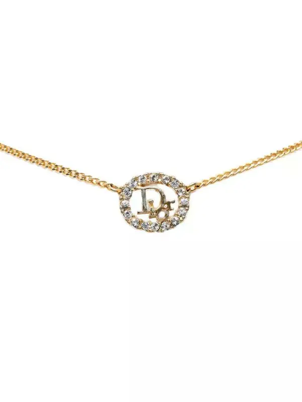 Dior Plated Strass Cd Logo Pendant Necklace