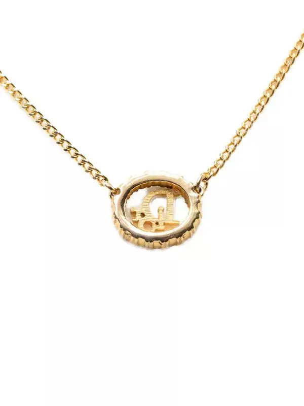 Dior Plated Strass Cd Logo Pendant Necklace