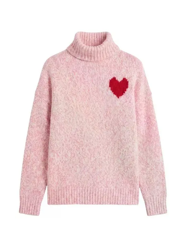 Chinti & Parker Heart-motif Roll-neck Sweater - Pink