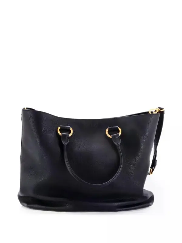 Prada Convertible Tote Vitello Phenix Large Satchel - Black