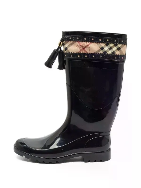 Burberry Haymarket Tassel Rain Boots - Black