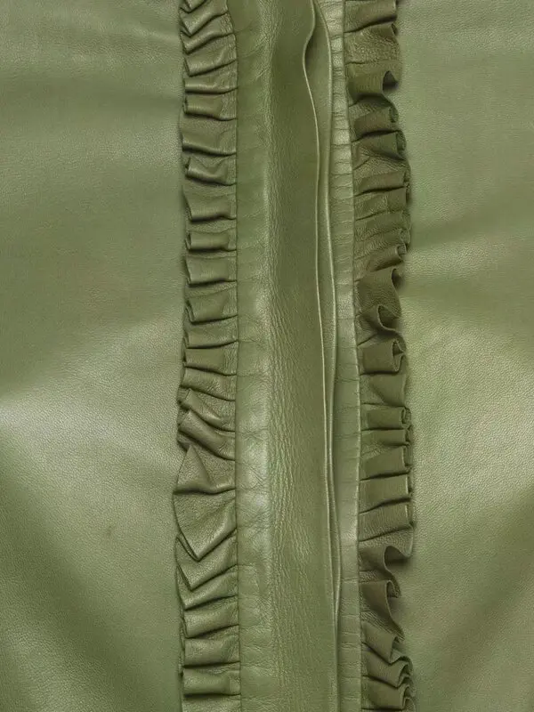 Gucci Ruffle-trim Leather Blouse